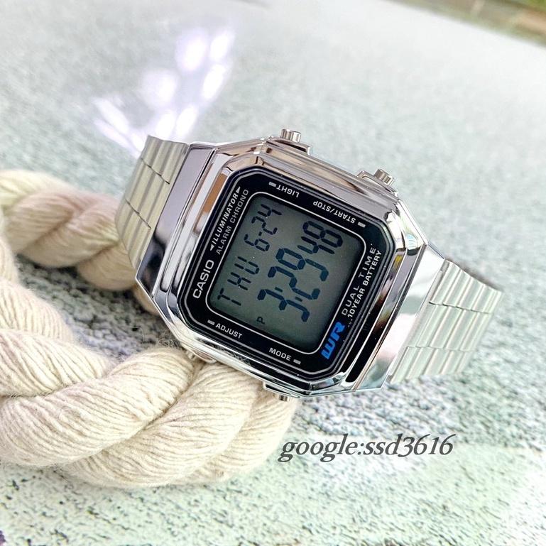 CASIO卡西歐手錶專賣店 十年電池超大字體 銀色不鏽鋼錶帶 中性錶款 A178WA |經緯度鐘錶 KING'S WAY WATCH SHOP
